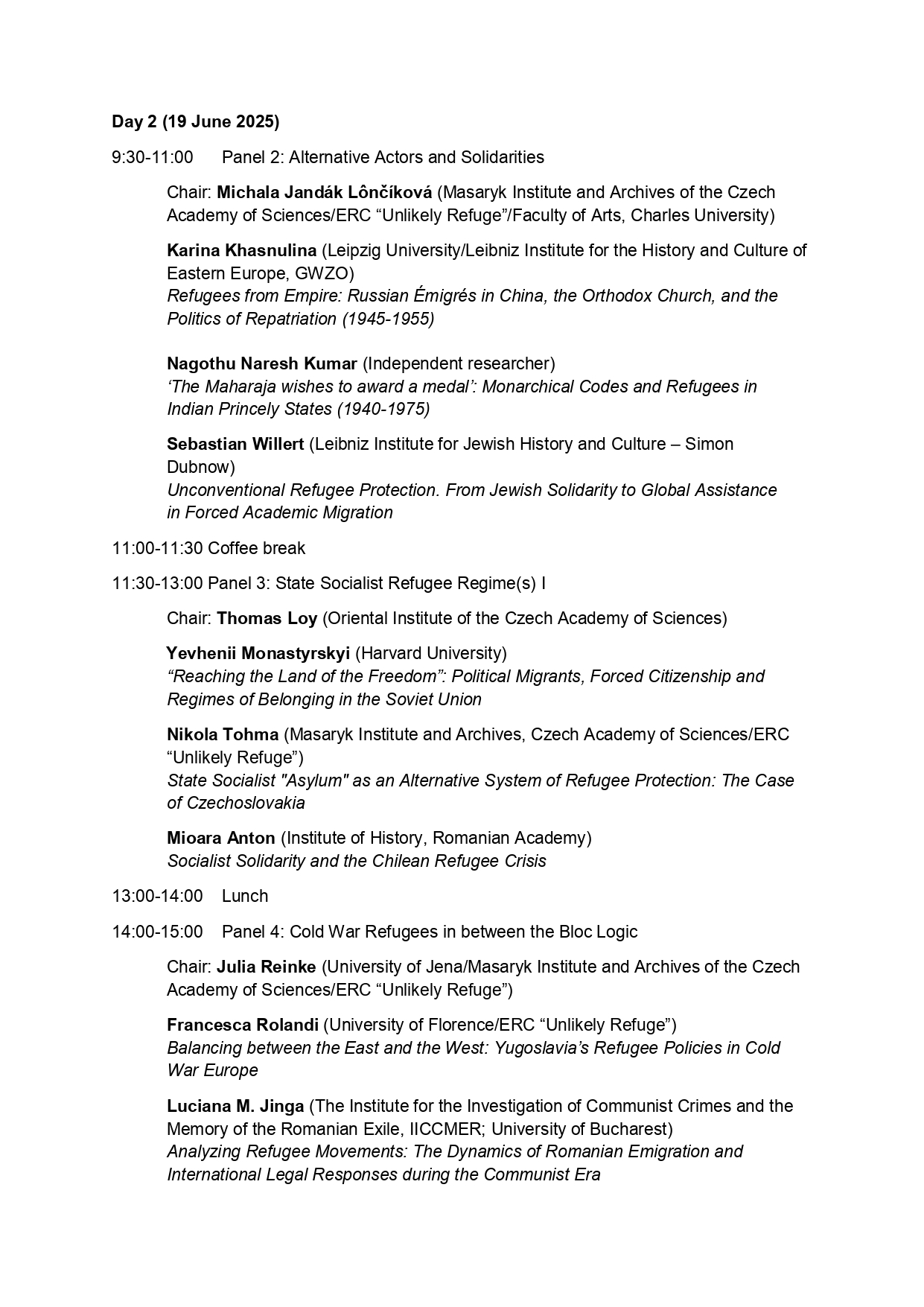 Conference Program: Refugee Protection in the Plural. East-Central ...